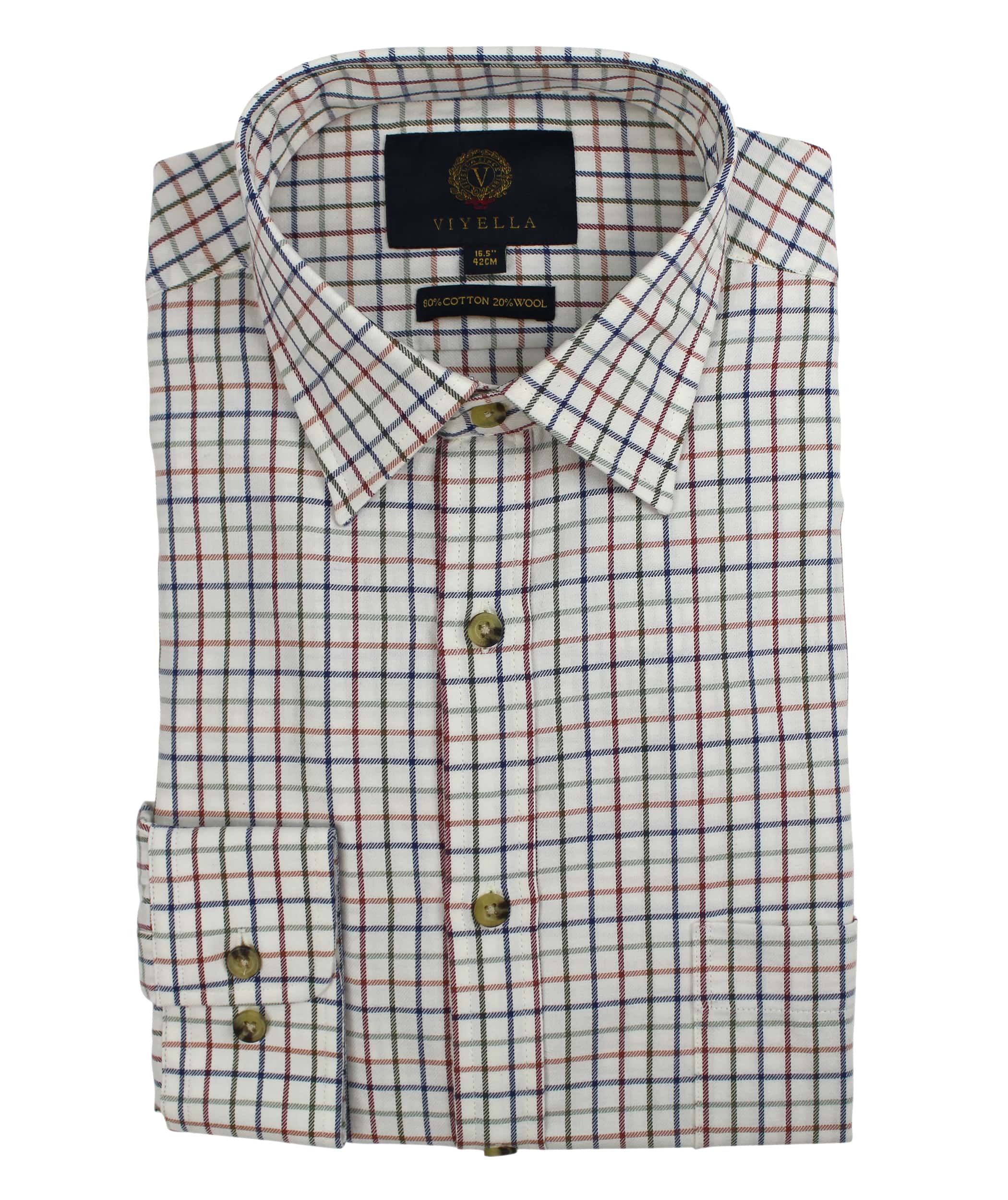 Viyella 80/20 Plum & Blue Tattersall Check Classic Fit Shirt - Viyella