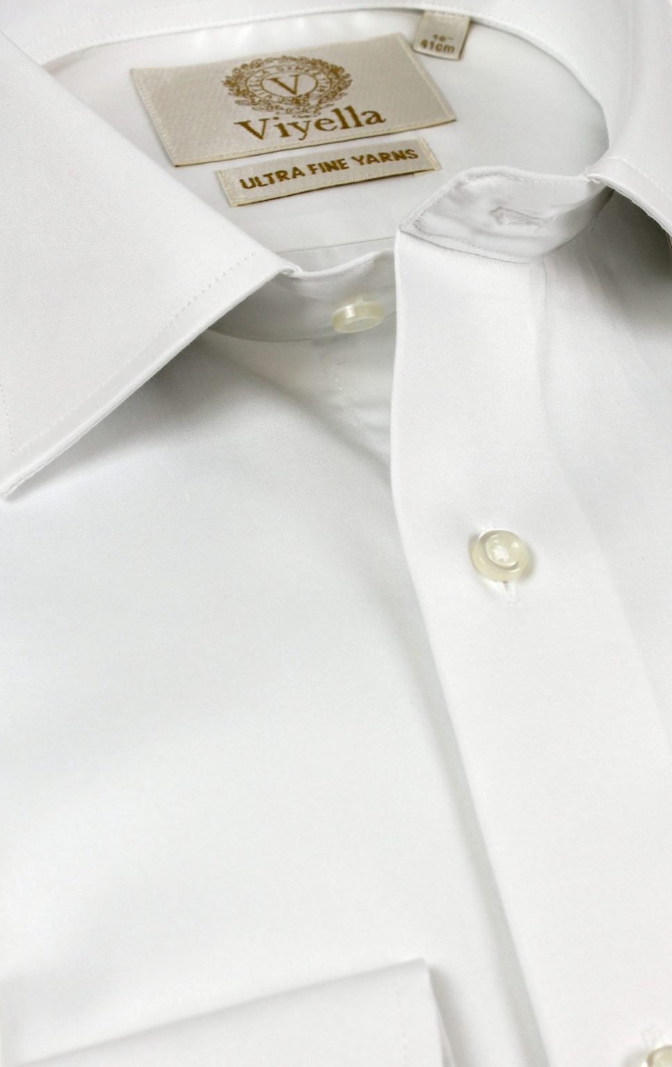 Viyella Plain White Tailored Fit Cotton Formal Shirt - Viyella