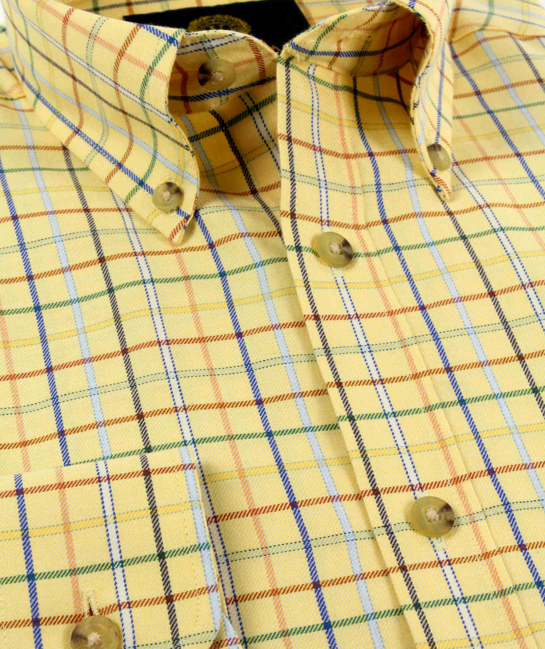 Viyella 80/20 Yellow Tattersall Check Classic Fit Shirt with Button ...