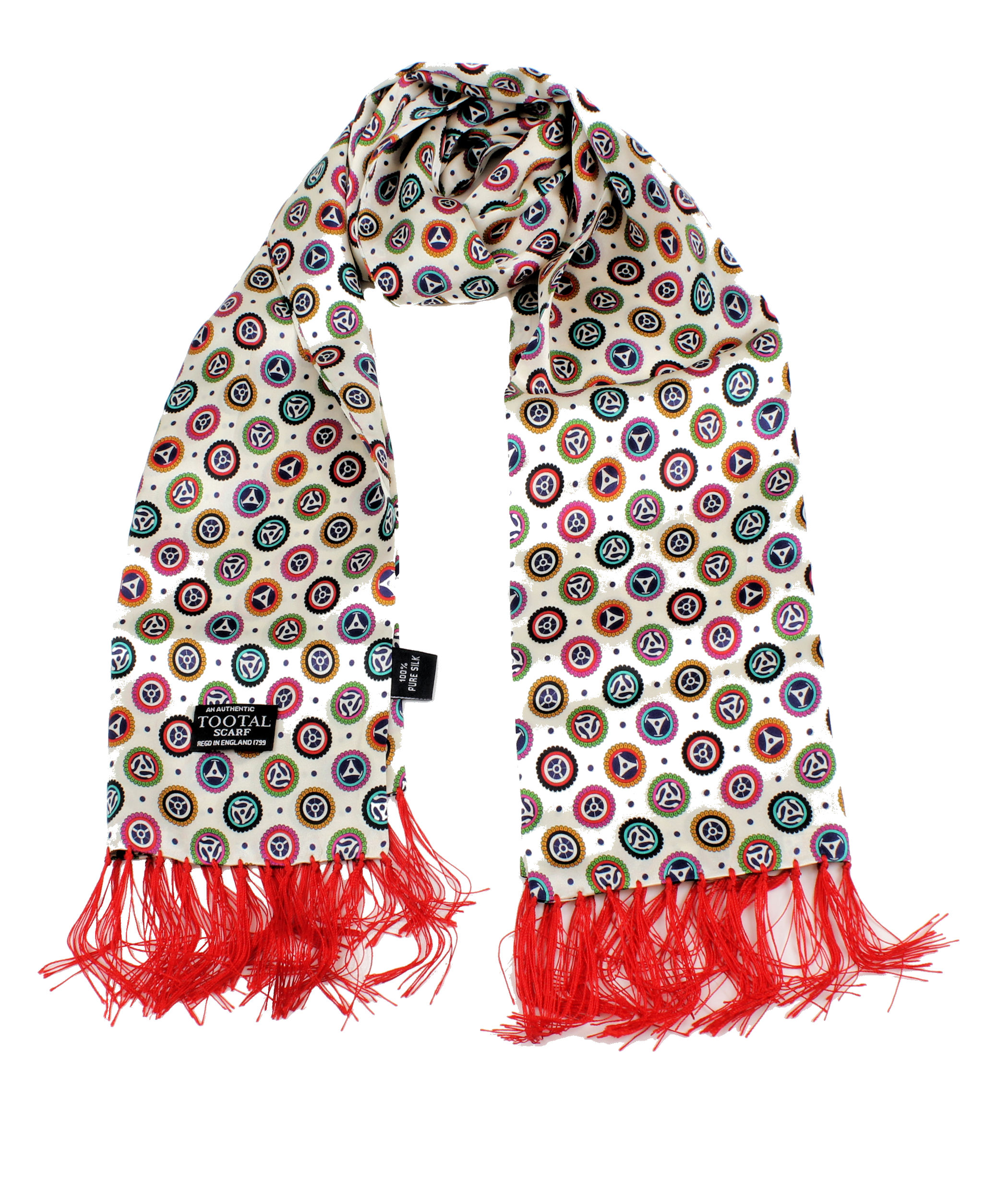 Tootal Cream Spider Design Silk Scarf - Viyella