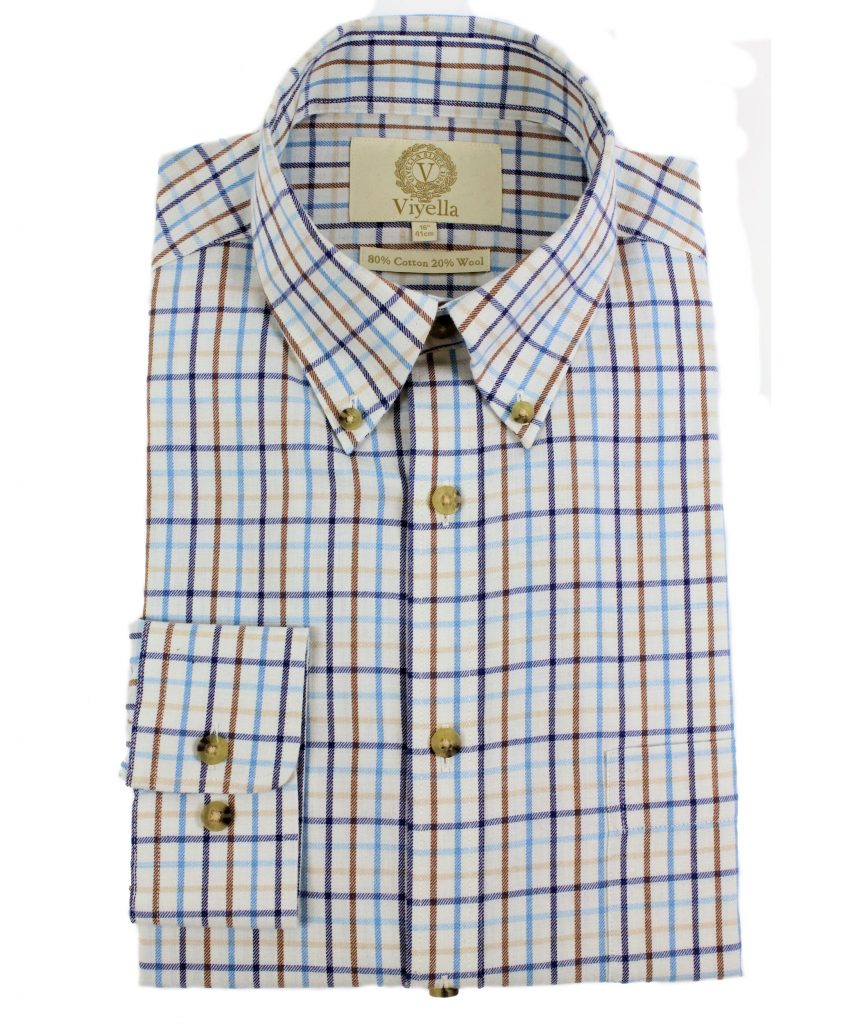 Viyella 80/20 Ice Blue Tattersall Check Classic Fit Shirt with Button ...